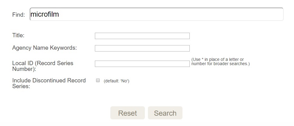 IARA: Record Series Search Help