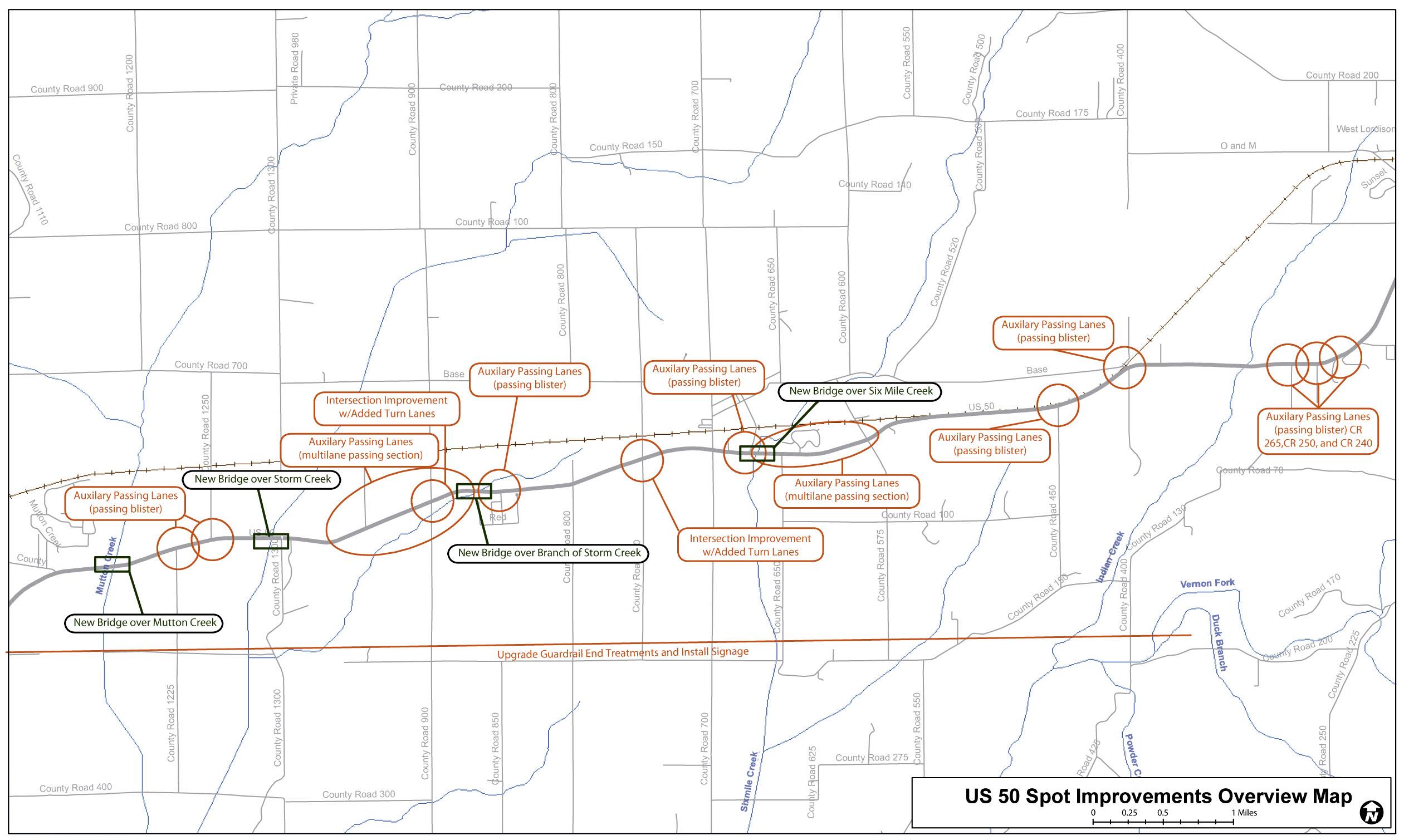INDOT: U.S. 50 North Vernon West: Maps